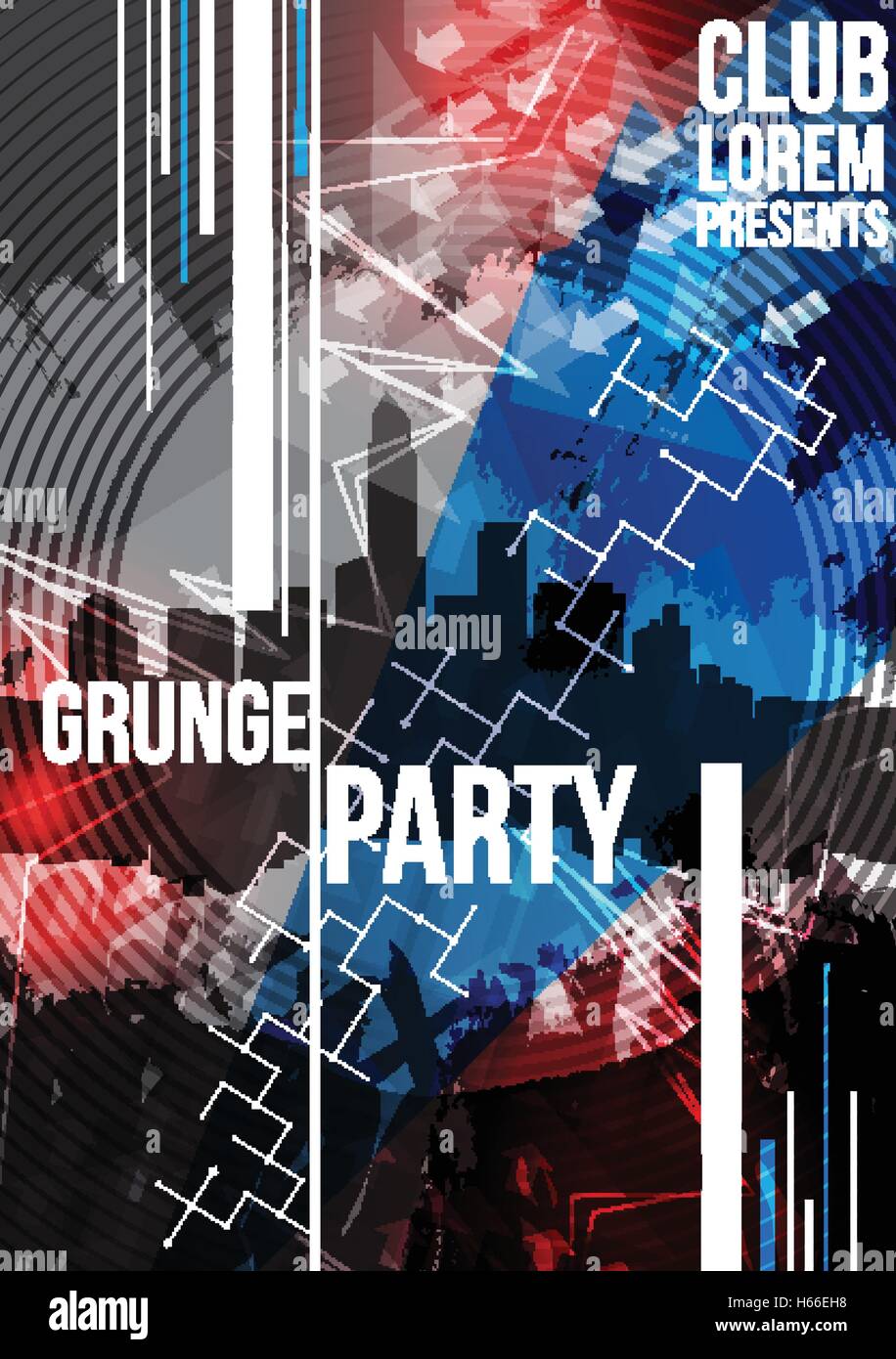 Grunge Dance party design template - Vector Illustration Stock Vector ...