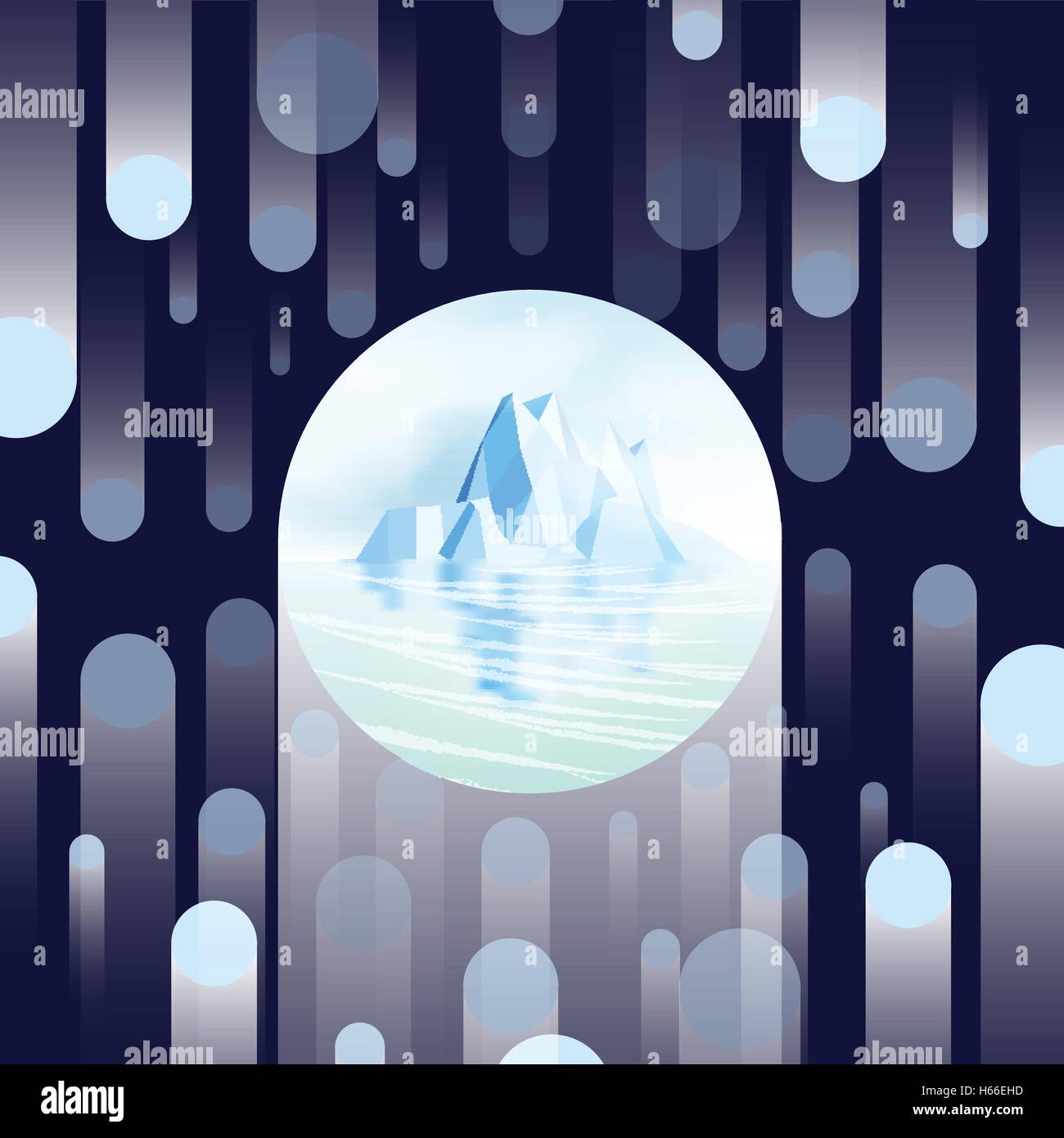 Iceberg with Reflection on Flying Dot Pattern - Vector Illustration ...