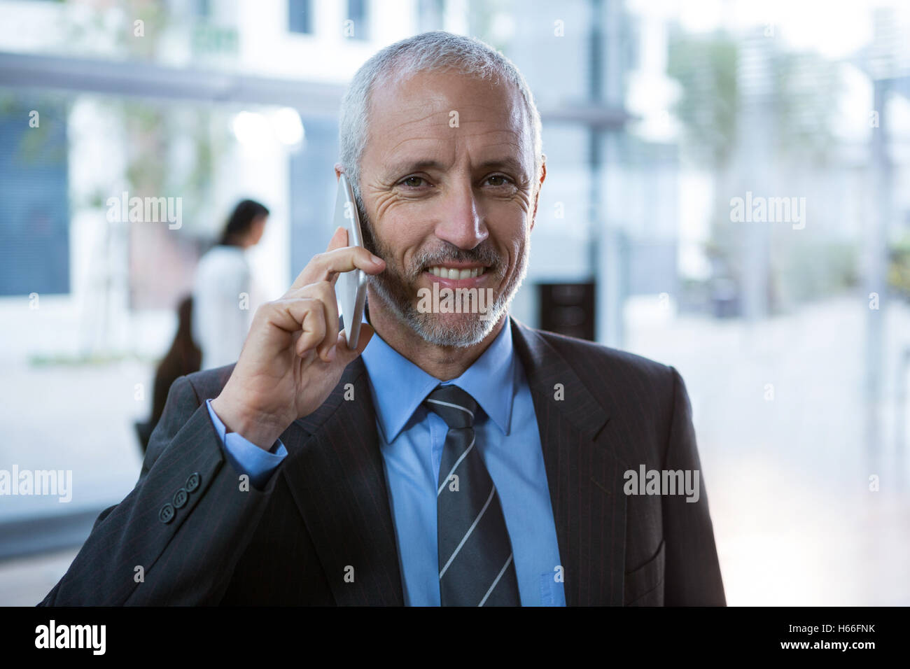 Businessman talking on mobile phone Stock Photo - Alamy