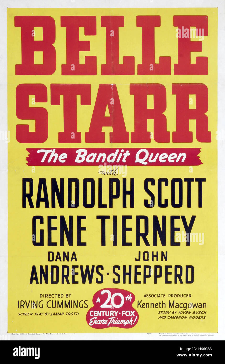 Belle Starr - Movie Poster Stock Photo - Alamy