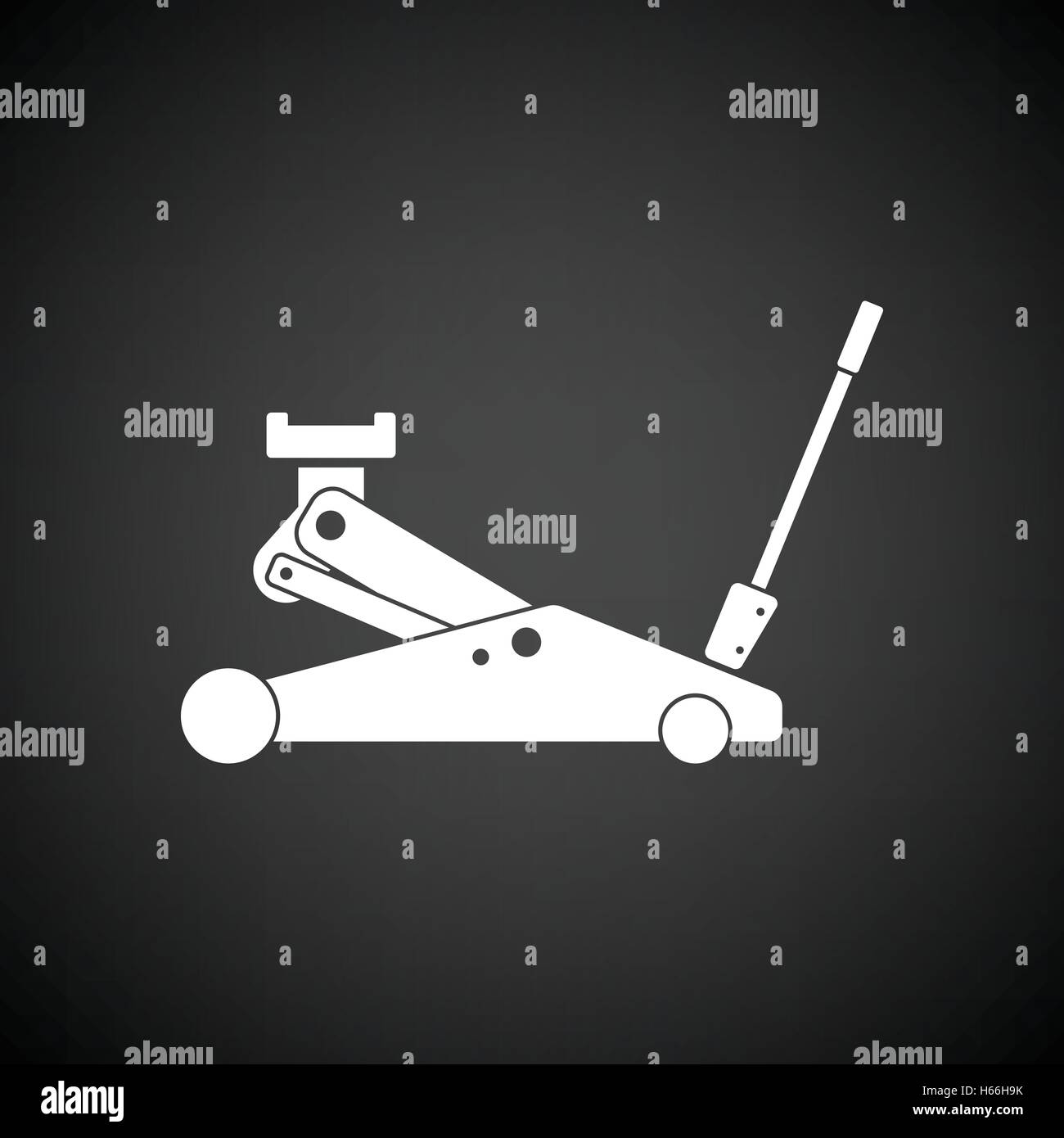 Hydraulic jack icon. Black background with white. Vector illustration ...