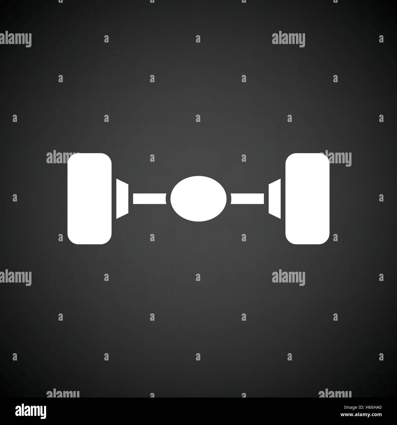 Car rear axle icon. Black background with white. Vector illustration ...