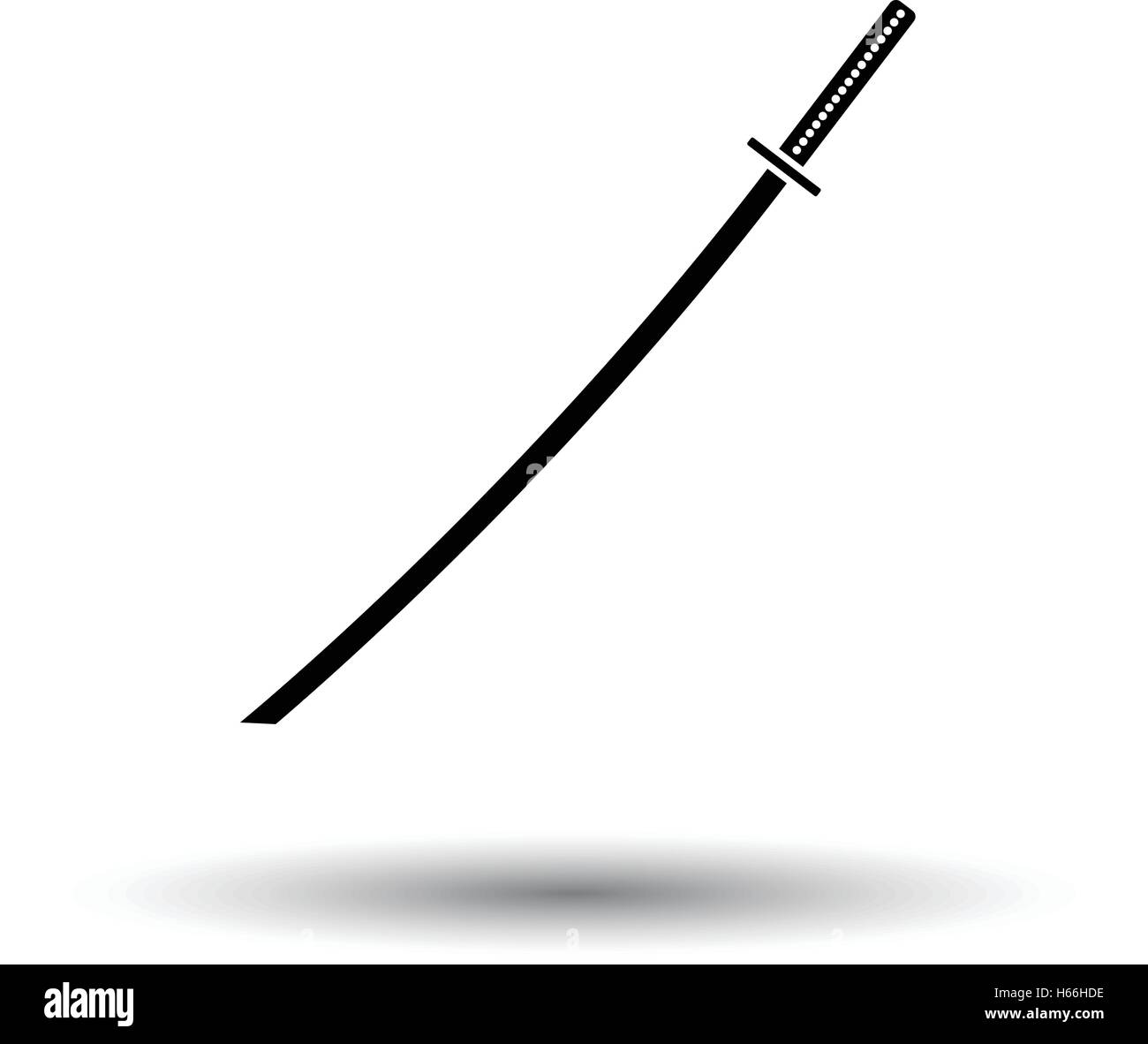 Japanese sword icon. White background with shadow design. Vector ...