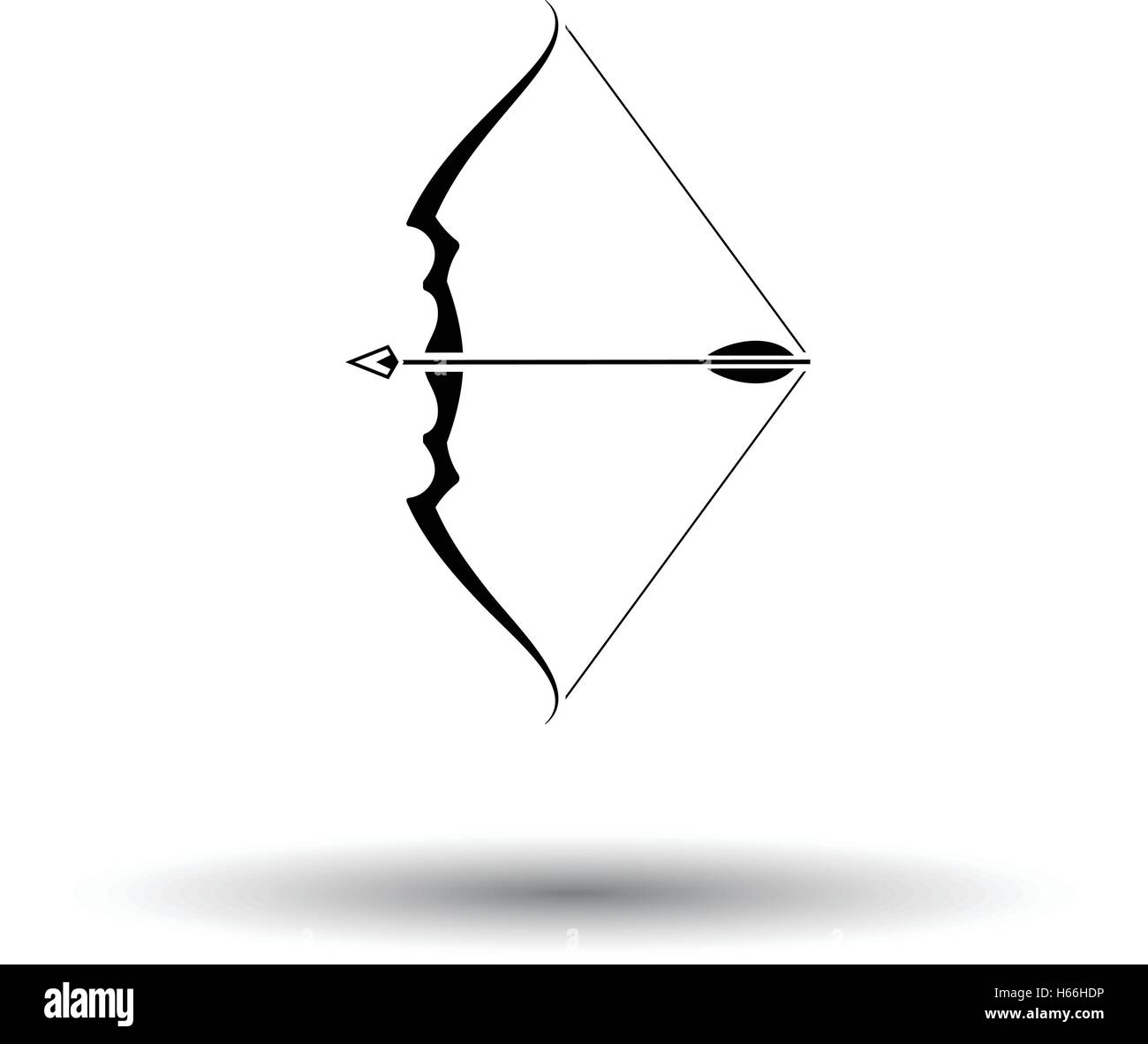 Bow with arrow icon. White background with shadow design. Vector ...