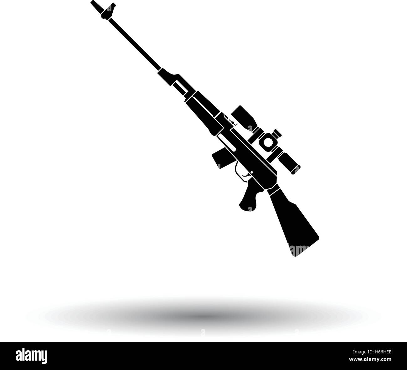Sniper rifle icon. White background with shadow design. Vector ...
