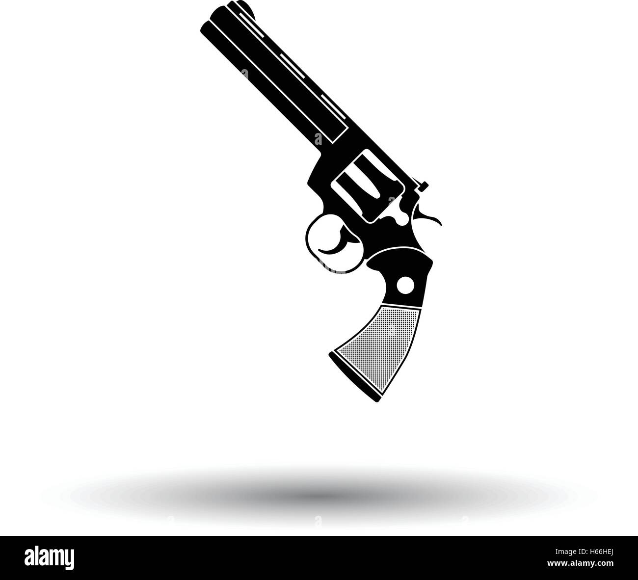 Revolver gun icon. White background with shadow design. Vector ...