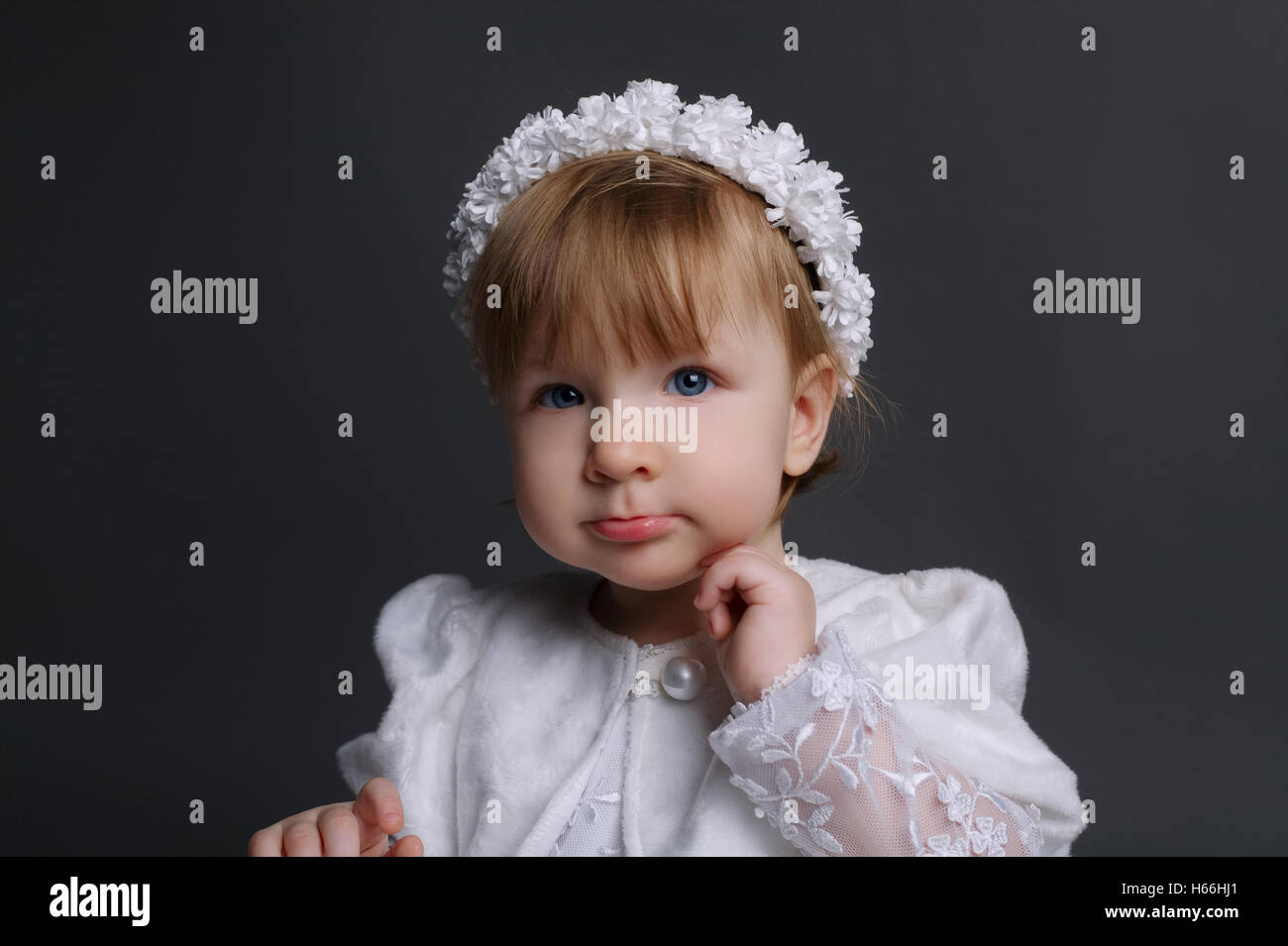 little beautiful girl in wedding dress Stock Photo - Alamy