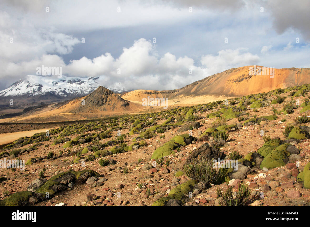 The three peaks of volcano coropuna in the andean mountains Peru Stock ...
