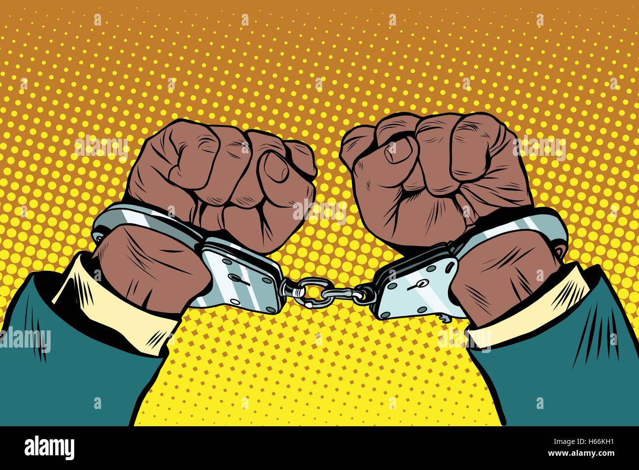 Hands up African American in handcuffs Stock Vector Image & Art - Alamy