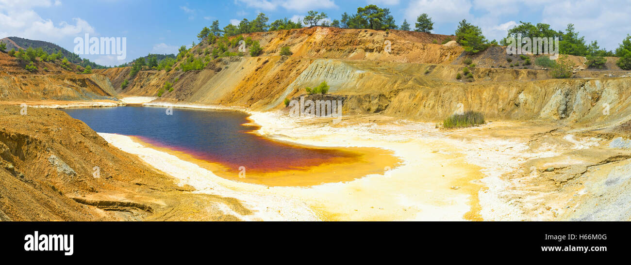 The copper mine with the lake nusual color due to crystallization of ...