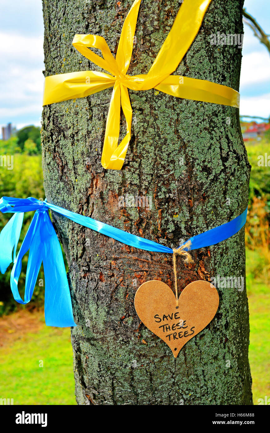 Save our trees support Gosforth Newcastle Stock Photo - Alamy