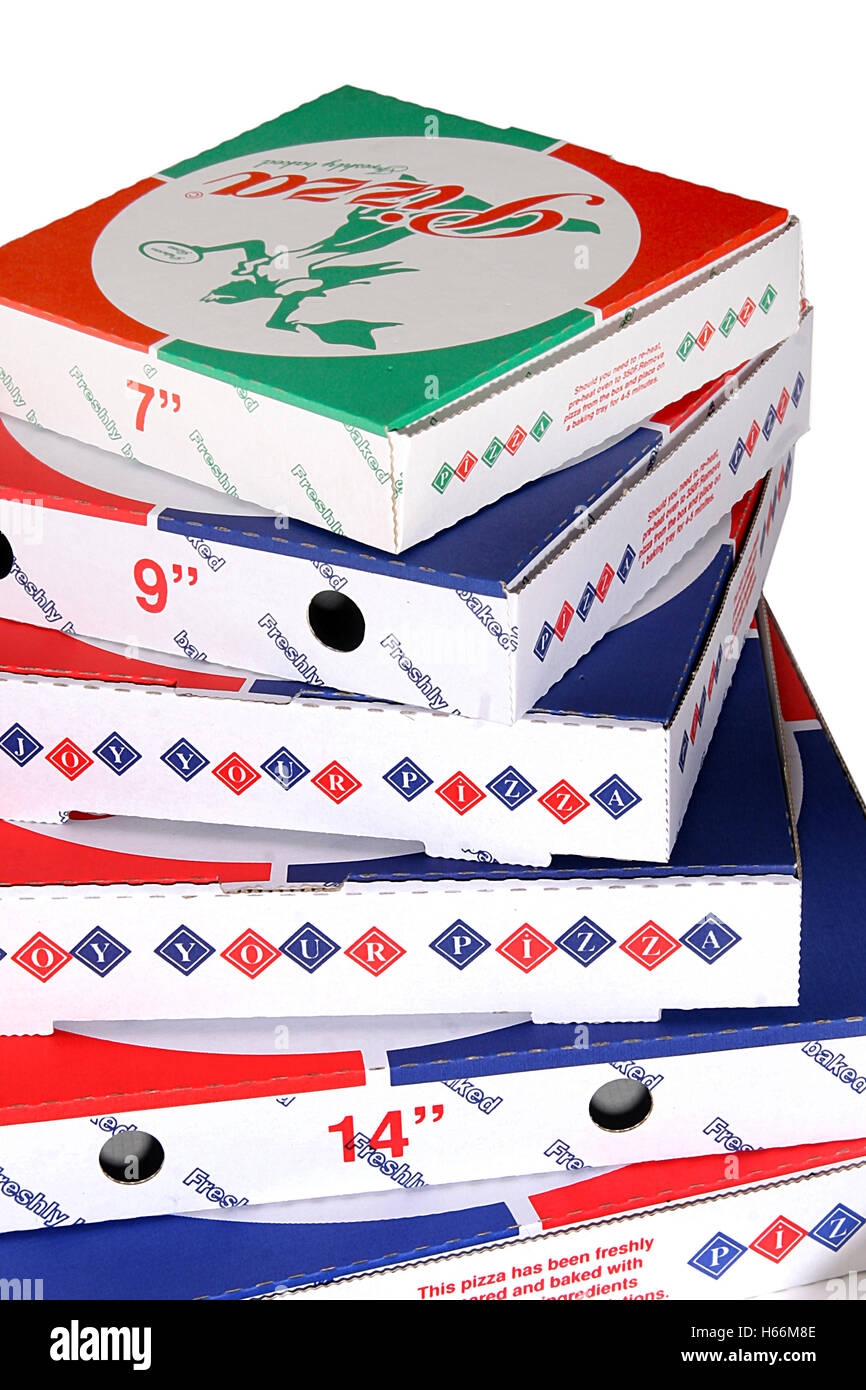 Pizza Boxes / Pizza Delivery Boxes Stock Photo - Alamy