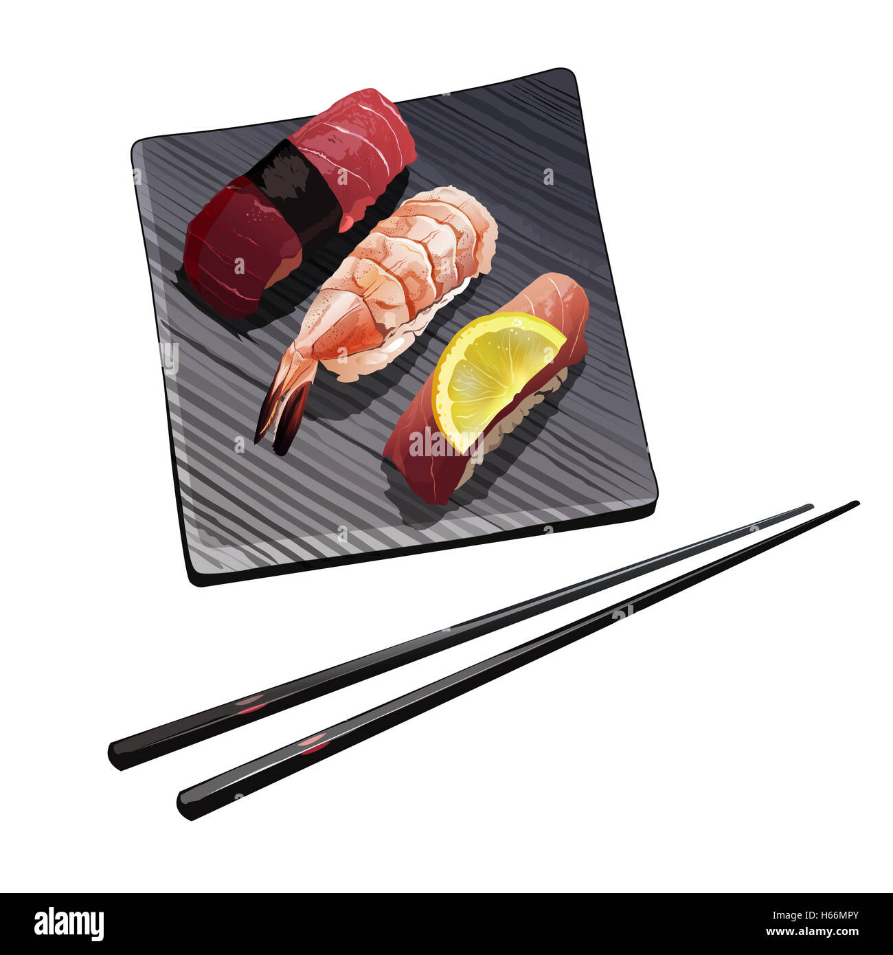 Sushi sashimi shrimp salmon Cut Out Stock Images & Pictures - Alamy