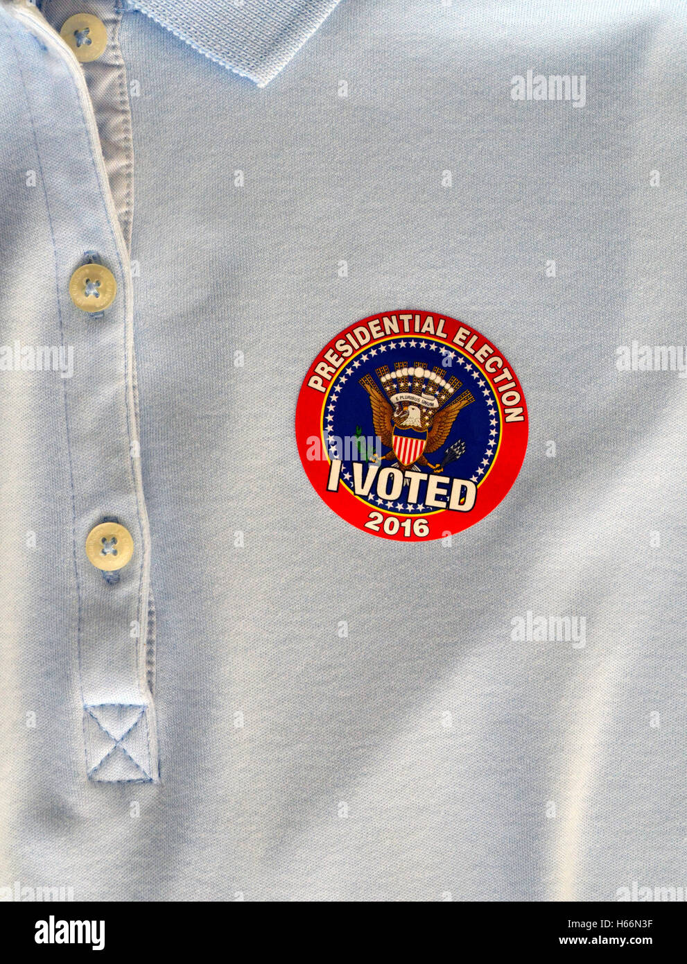 A colorful "I VOTED" sticker is handed out to anyone voting in the 2016 ...