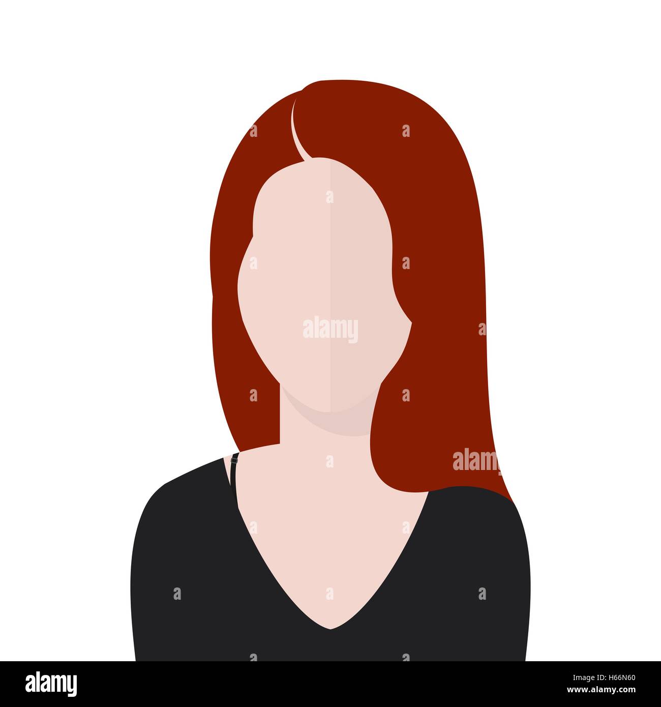 Vector portrait of a redhead woman with no face Stock Vector Image ...