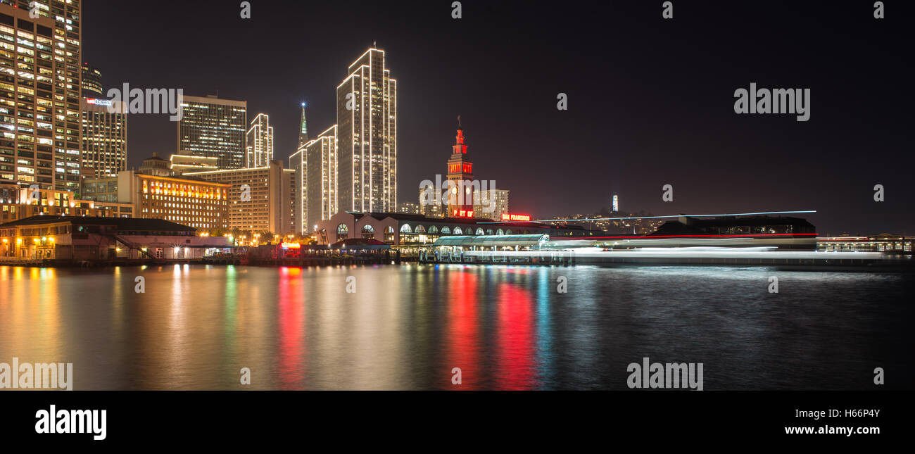 San Francisco Ferry Building at night Stock Photo - Alamy
