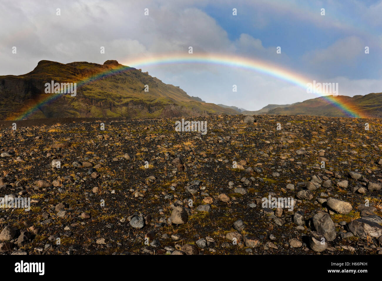 Iceland landscape with rainbow hi-res stock photography and images - Alamy