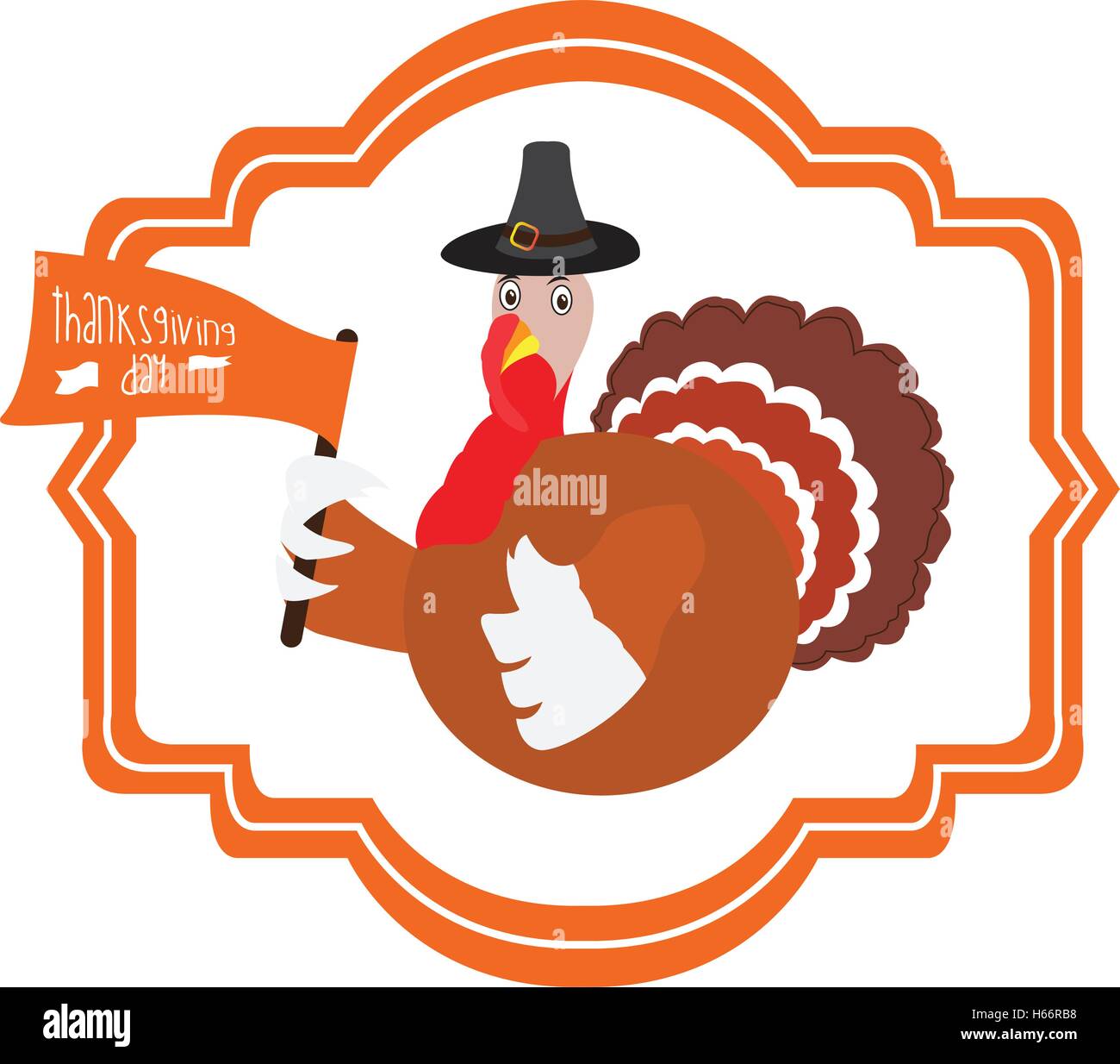 Isolated turkey with a traditional hat, Thanksgiving day vector ...