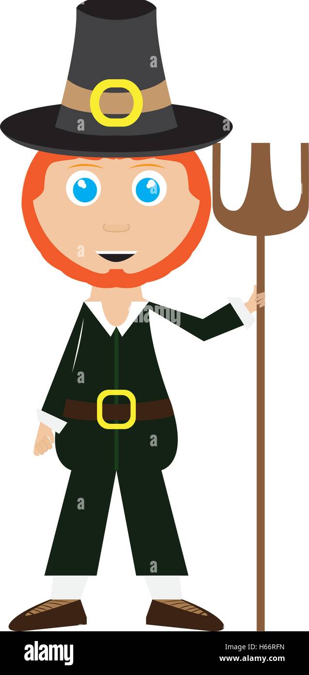 Isolated man with traditional clothes for thanksgiving day, Vector ...
