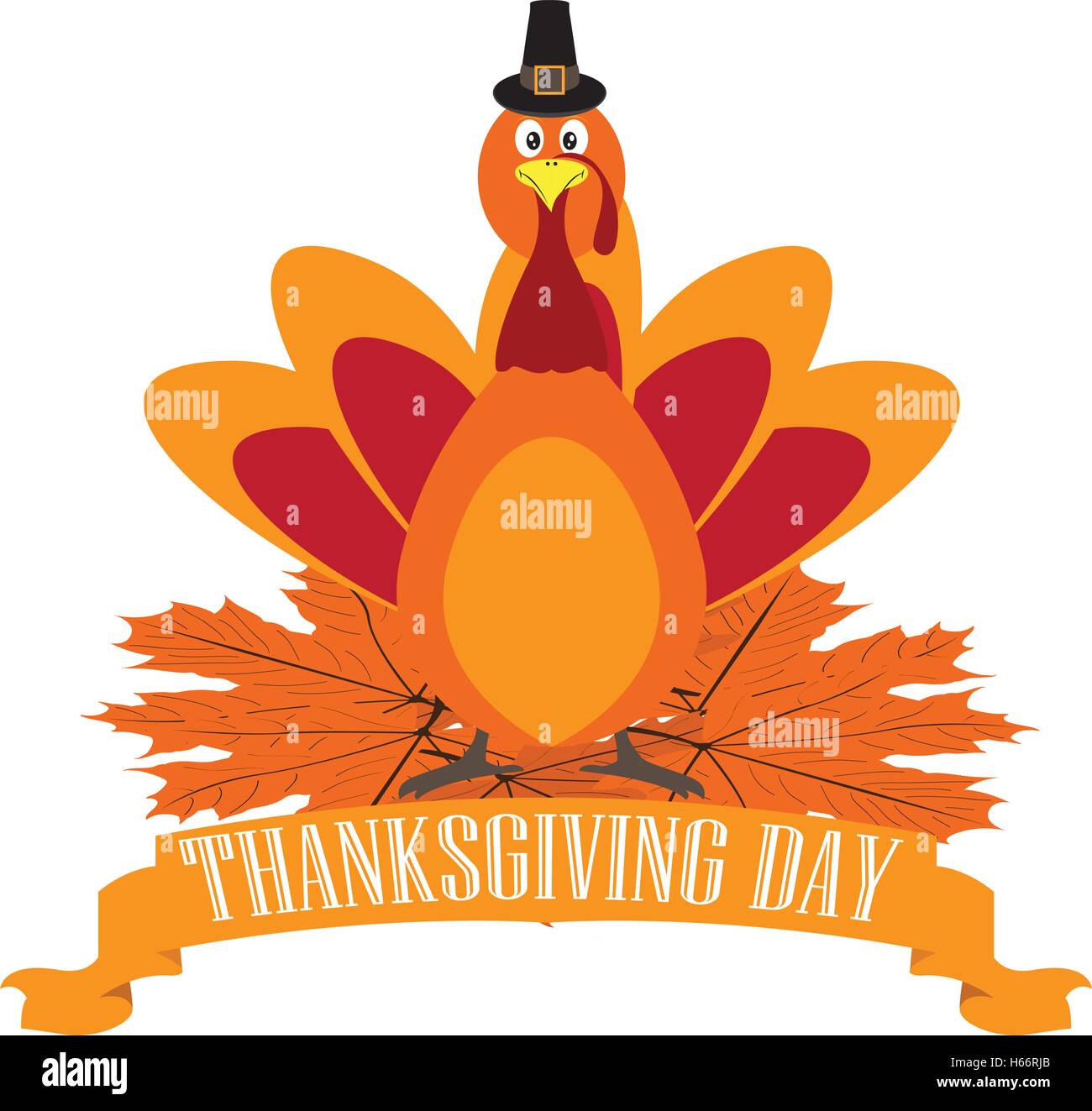 Isolated turkey with a traditional hat, Thanksgiving day vector ...