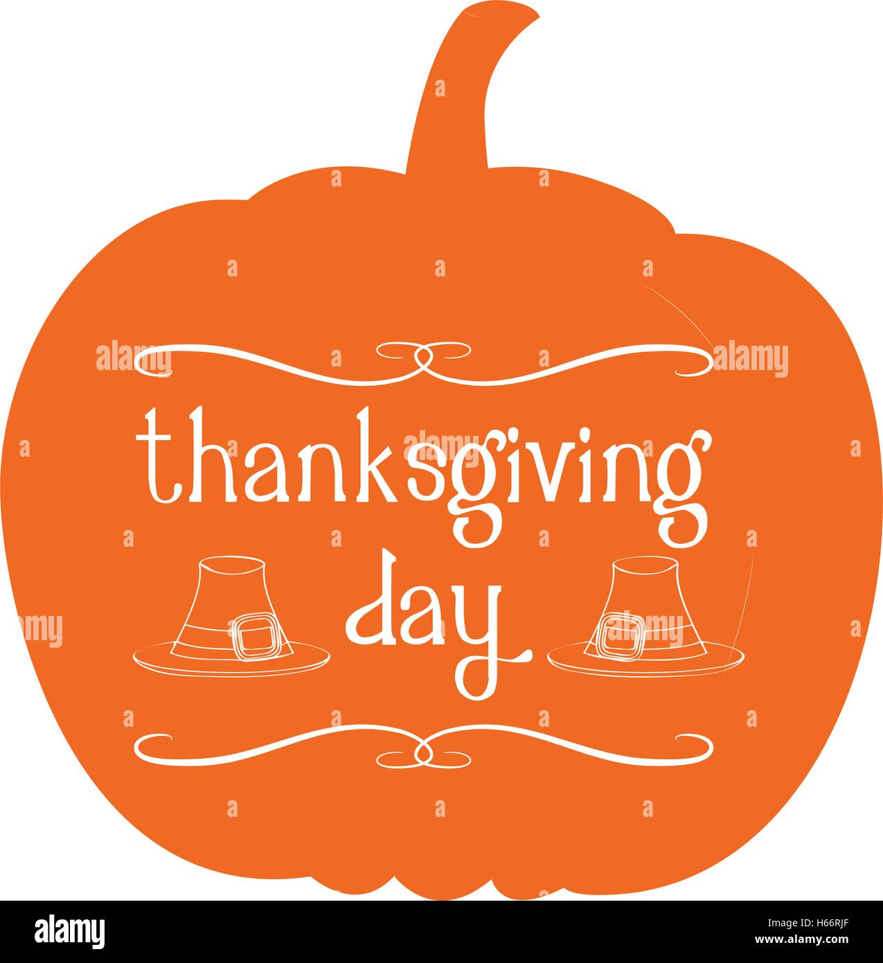 Isolated silhouette of a pumpkin with text, Thanksgiving day vector ...