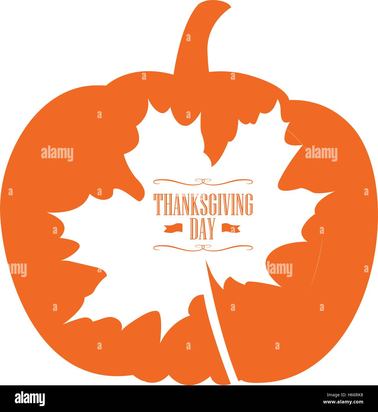 Isolated silhouette of a pumpkin and a leaf, Thanksgiving day vector ...