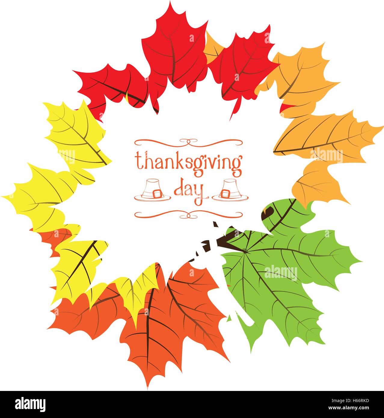 Group of leaves with text, Thanksgiving day vector illustration Stock ...