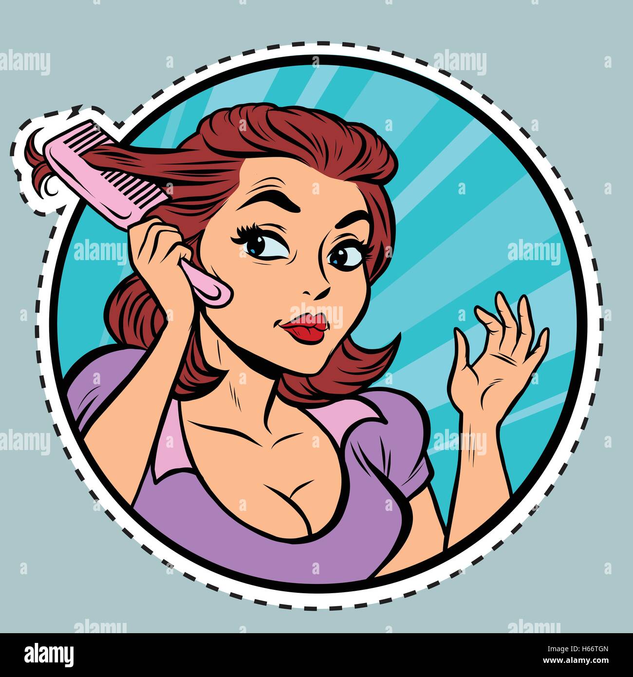 Straight hair combing Stock Vector Images - Alamy