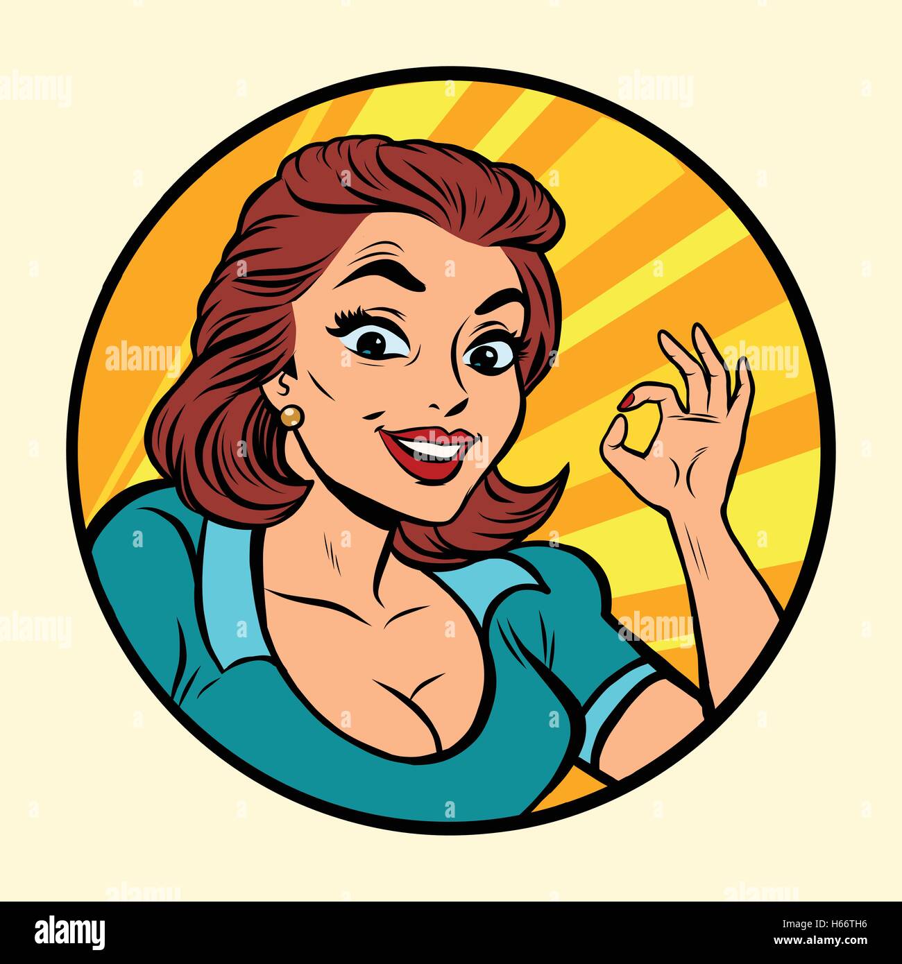 Comic young beautiful woman OK gesture Stock Vector Image & Art - Alamy