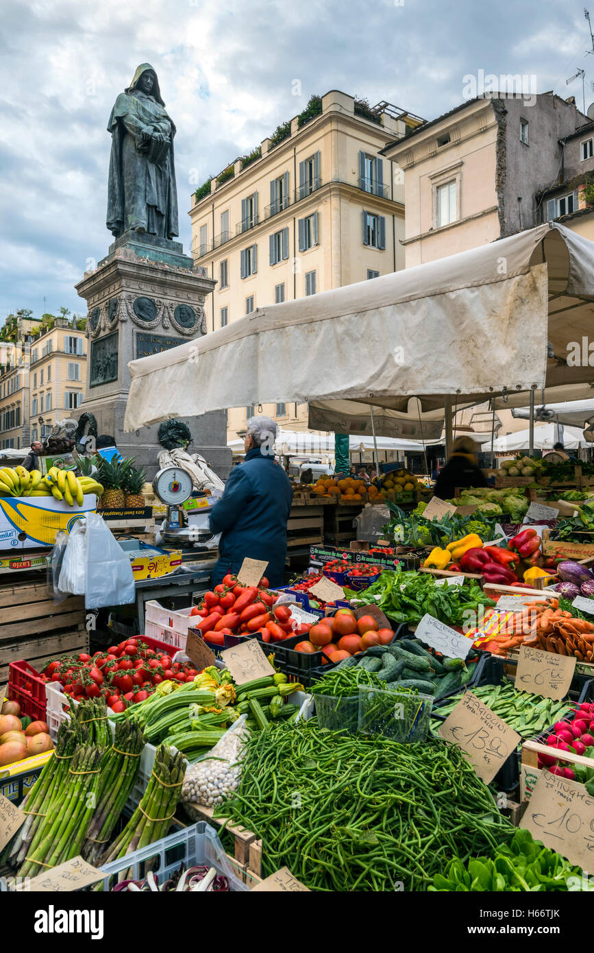Food market at Campo de Fiori square, Rome, Lazio, Italy Stock Photo ...
