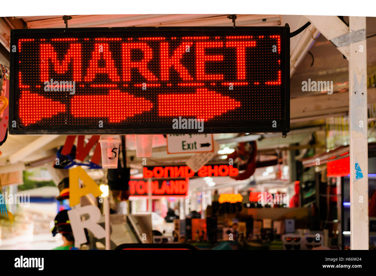 LED sign for a market at an outdoor shopping centre Stock Photo - Alamy