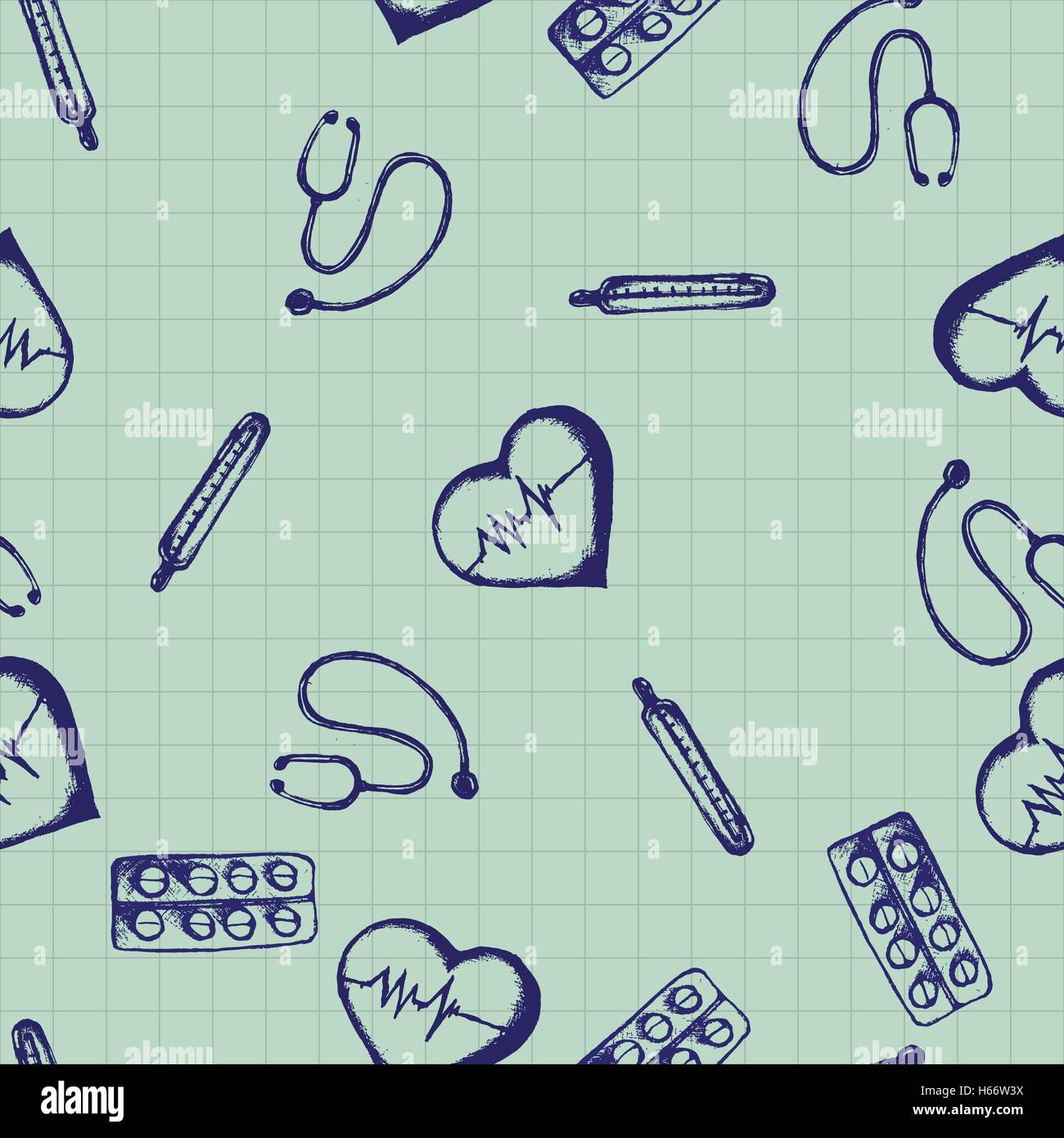 Vector doodle seamless illustration. Medicine icons Stock Vector Image ...