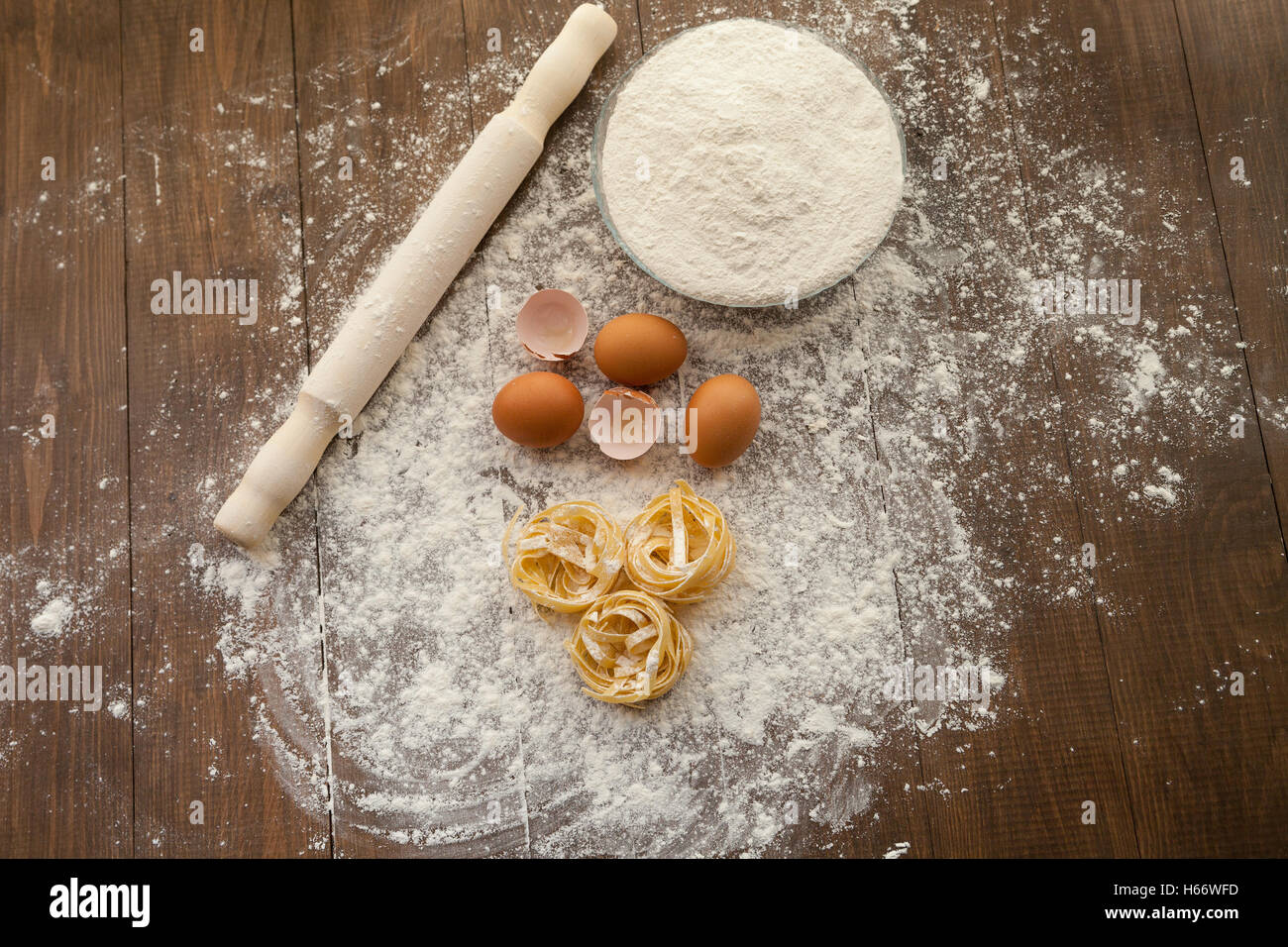 Cooking some tasty food, overhead Stock Photo - Alamy