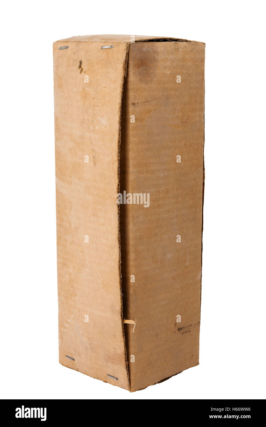 Old dusty brown cardboard box isolated on white background Stock Photo ...