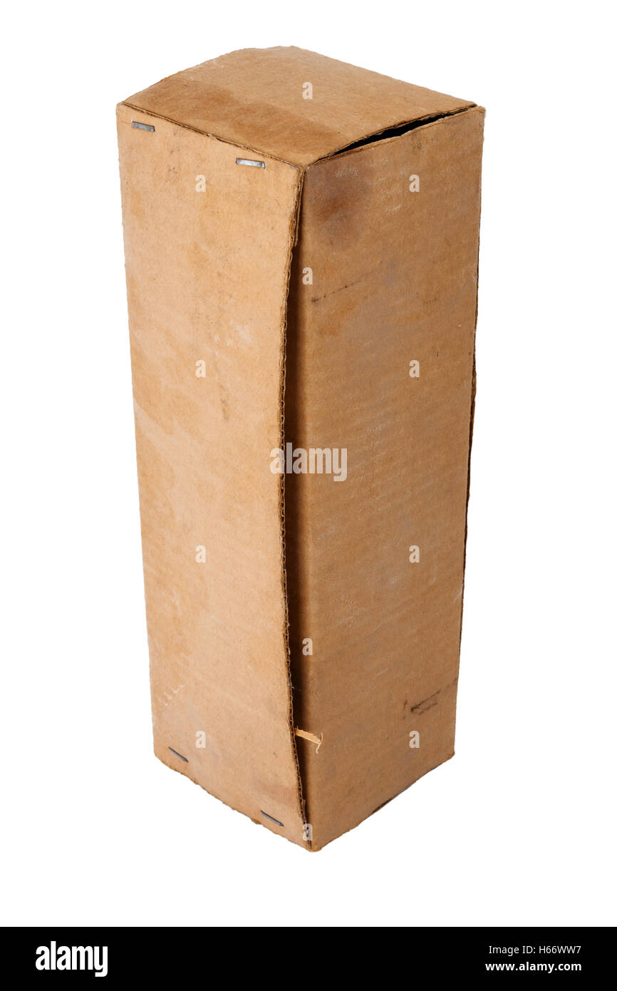 Old dusty brown cardboard box isolated on white background Stock Photo ...
