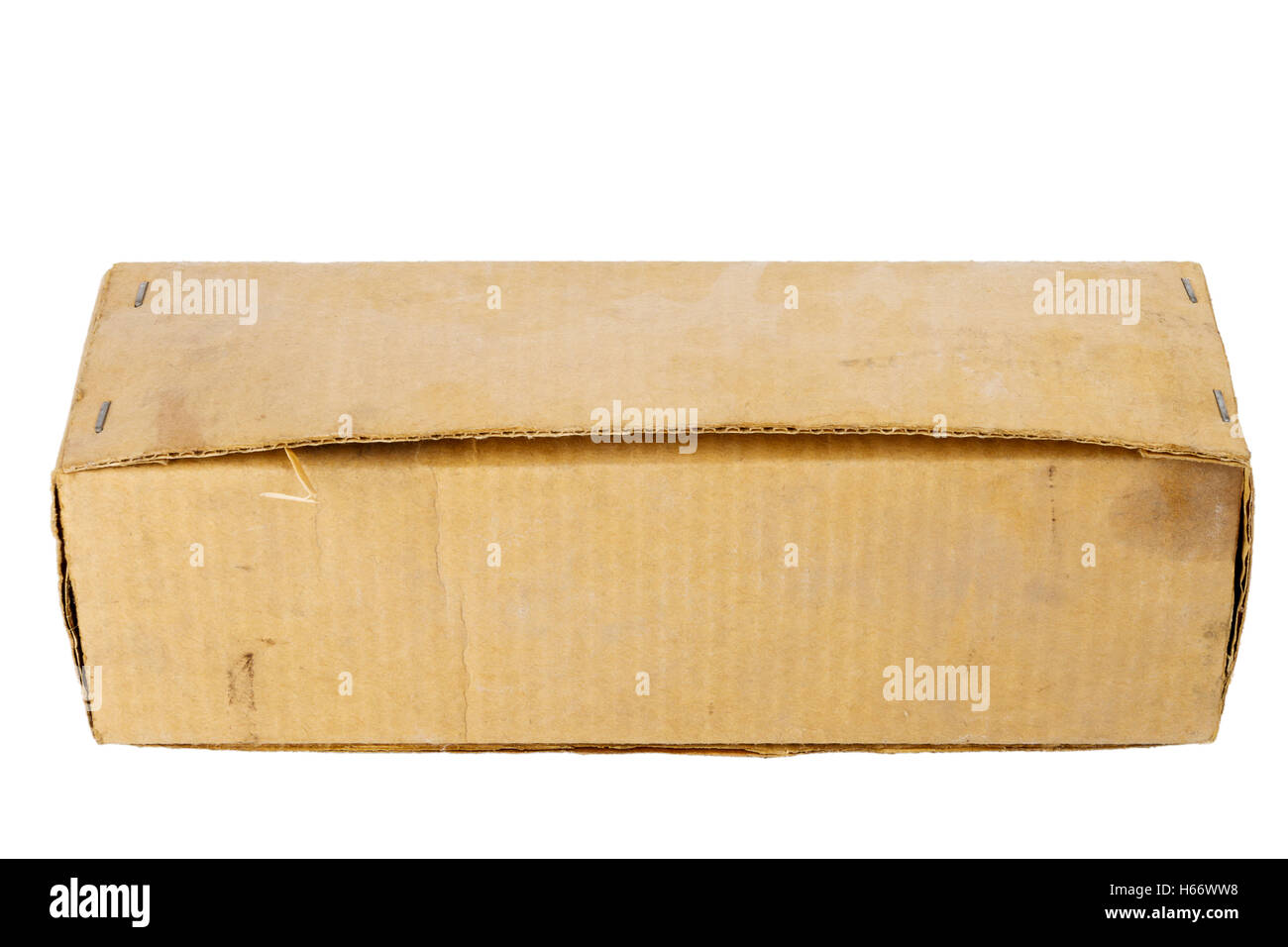 Old dusty brown cardboard box isolated on white background Stock Photo ...