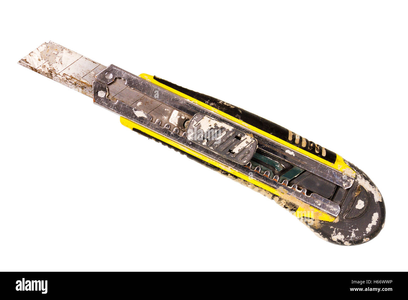 Old dirty cutter knife isolated on white background Stock Photo - Alamy