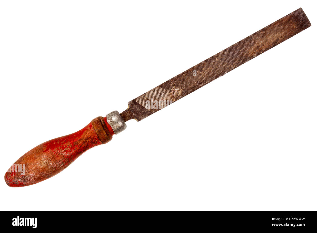 Old wood rasp with red handle isolated on white background Stock Photo ...
