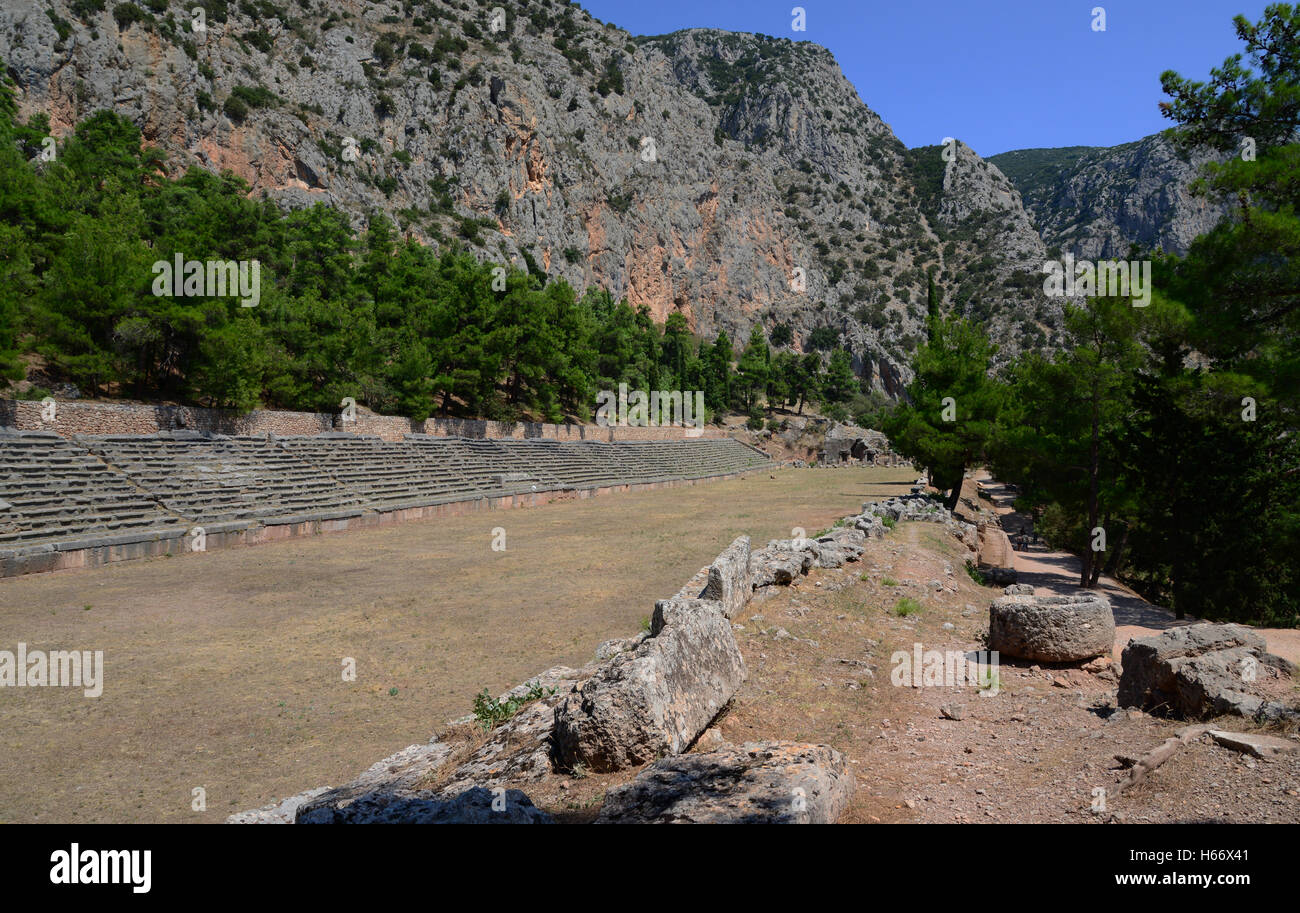 Greece, Delphi Archaeological Site, Stadium Stock Photo - Alamy