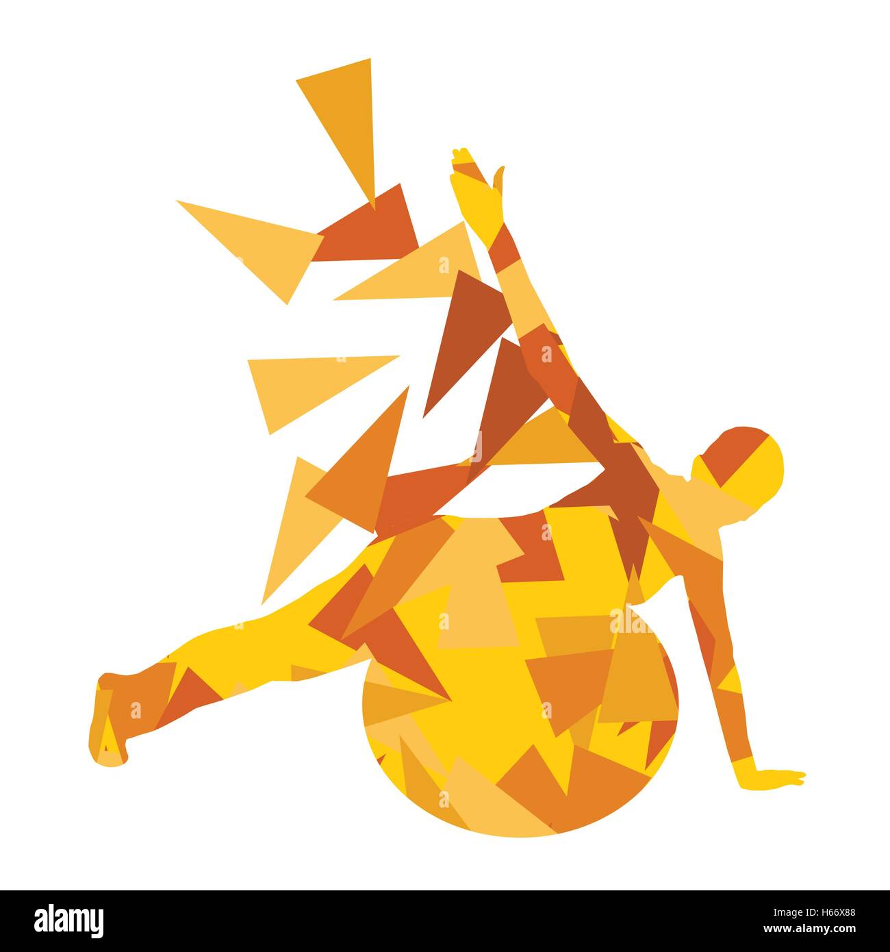 Woman fitness ball exercise workout vector background abstract ...