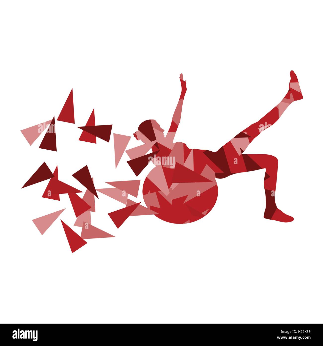 Woman fitness ball exercise workout vector background abstract ...