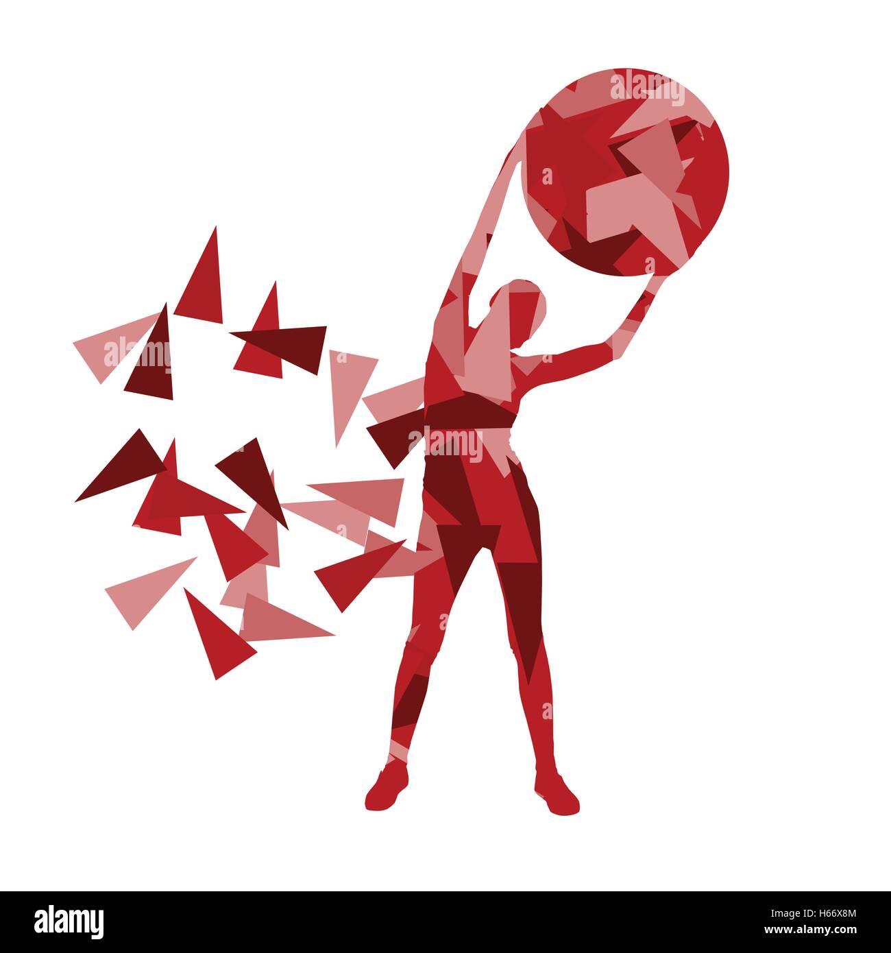 Woman fitness ball exercise workout vector background abstract ...