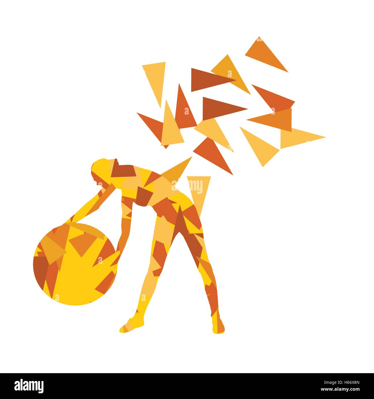 Woman fitness ball exercise workout vector background abstract ...