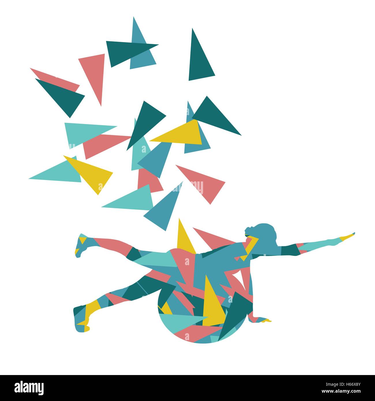 Woman fitness ball exercise workout vector background abstract ...