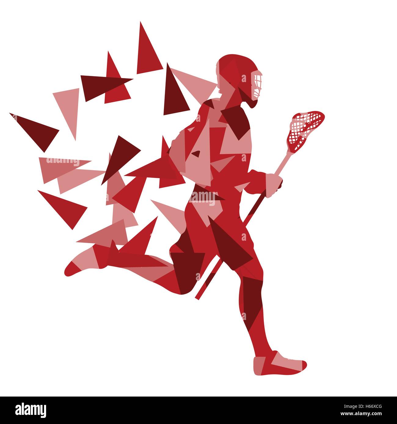 Lacrosse player abstract vector background illustration made of polygon ...