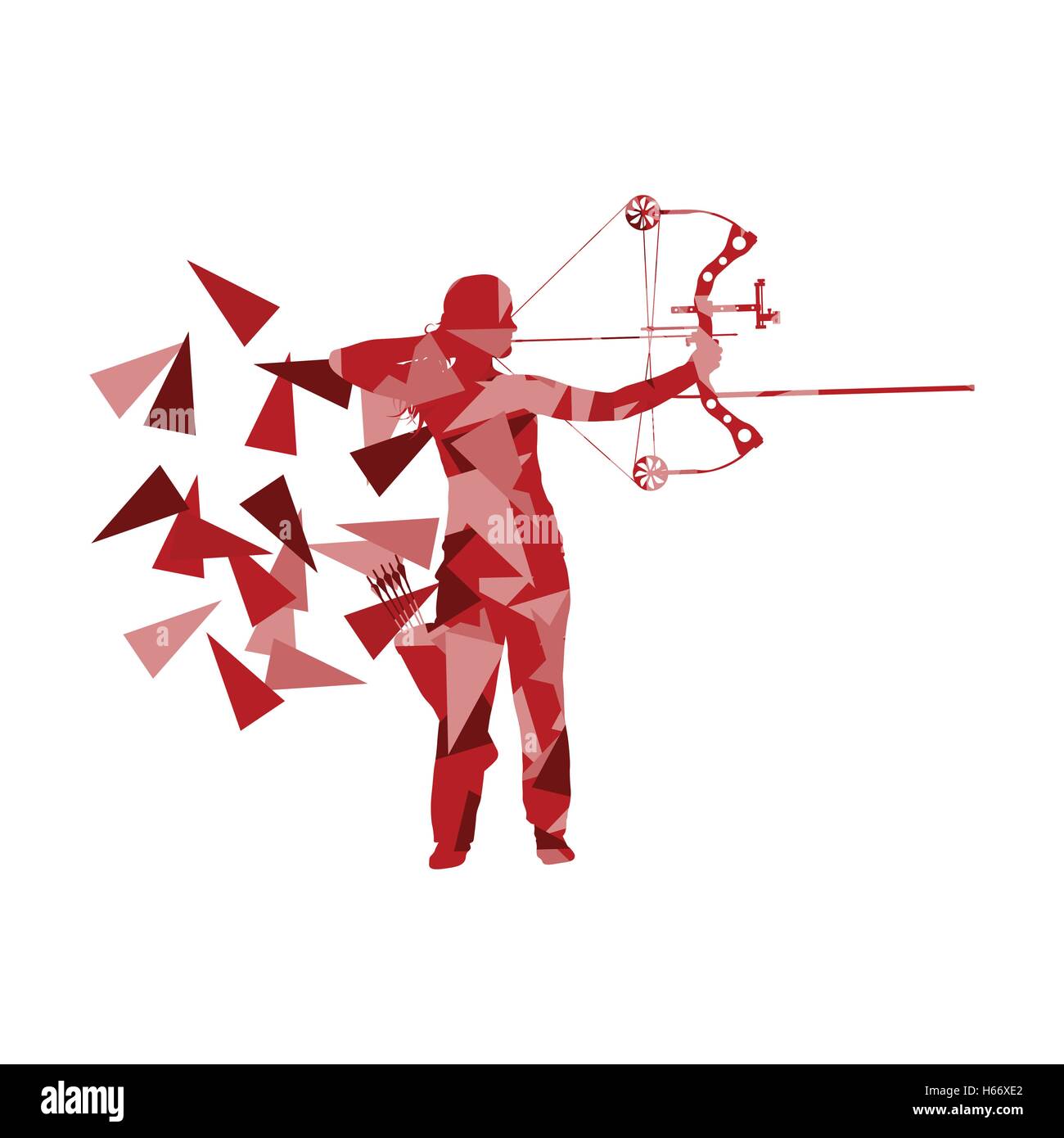 Archery woman archer training with bow vector background concept made ...