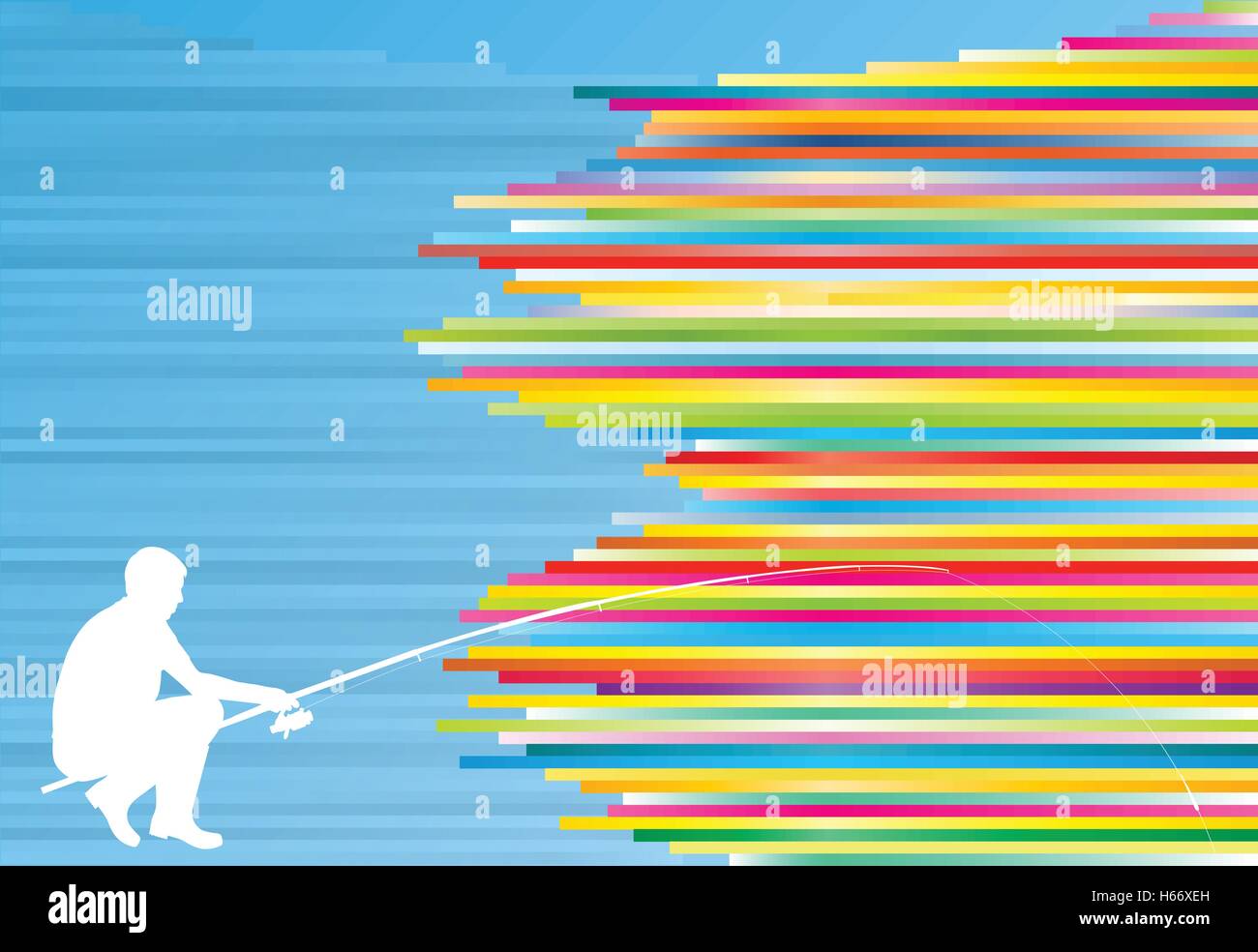 Young man fishing vector abstract background illustration Stock Vector ...