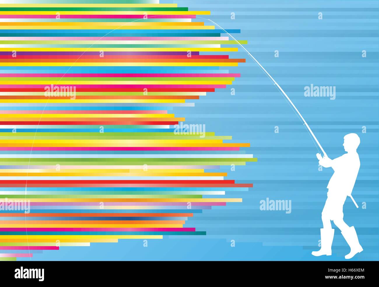 Young man fishing vector abstract background illustration Stock Vector ...