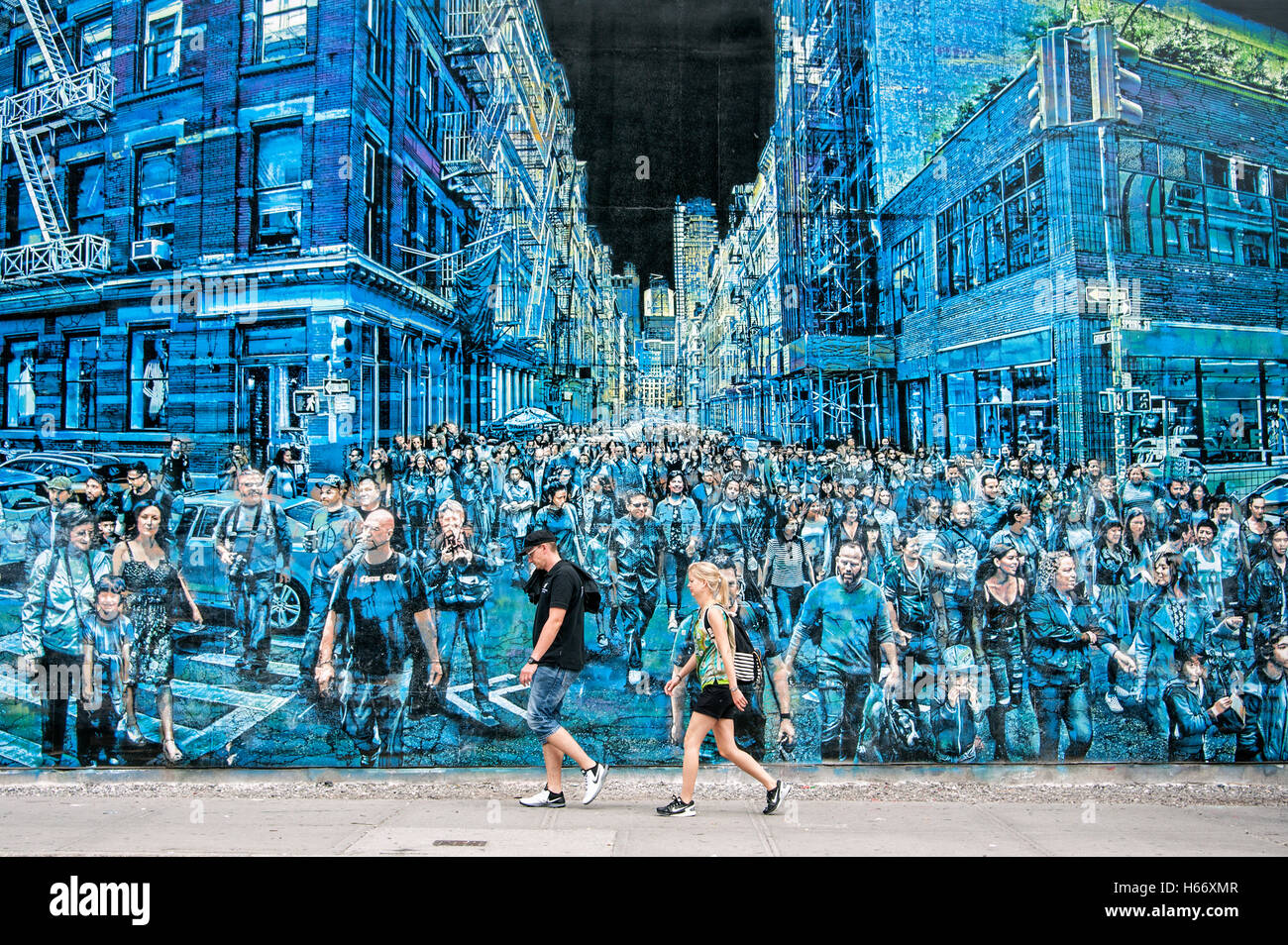 Large mural, Graffiti art, Street art, artist Logan Hicks, SoHo, Houston Street, Manhattan, New ...