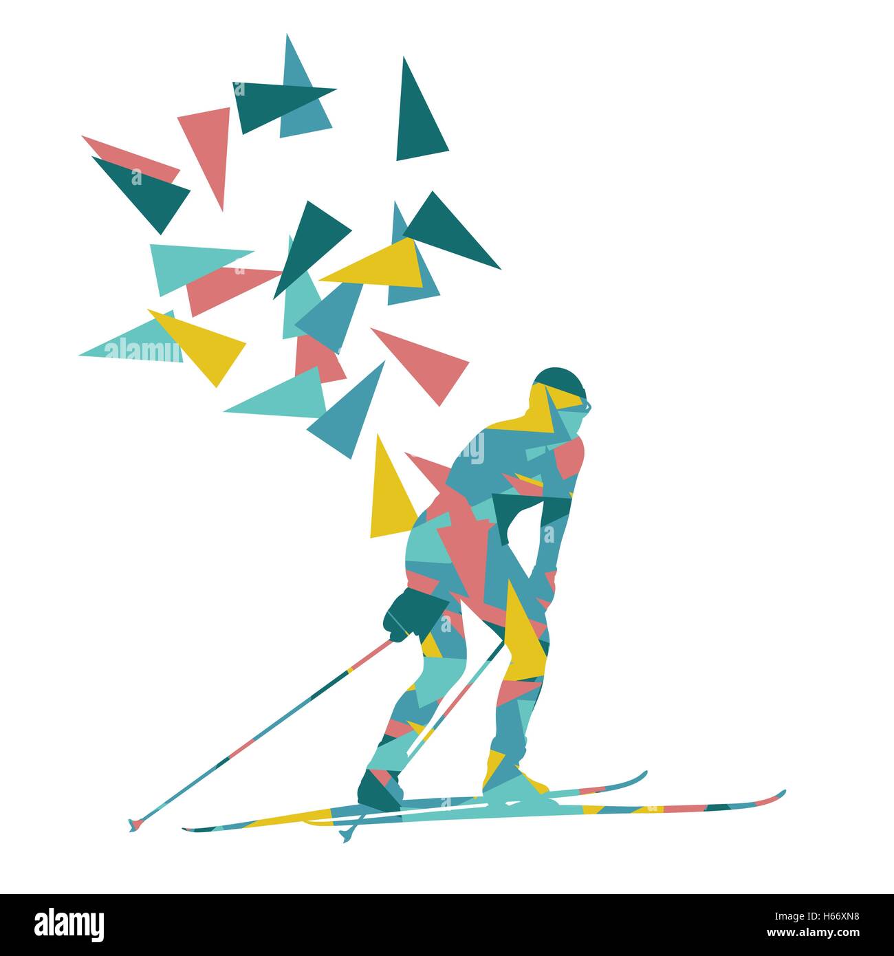 Female woman skiing vector background winter abstract sport ...